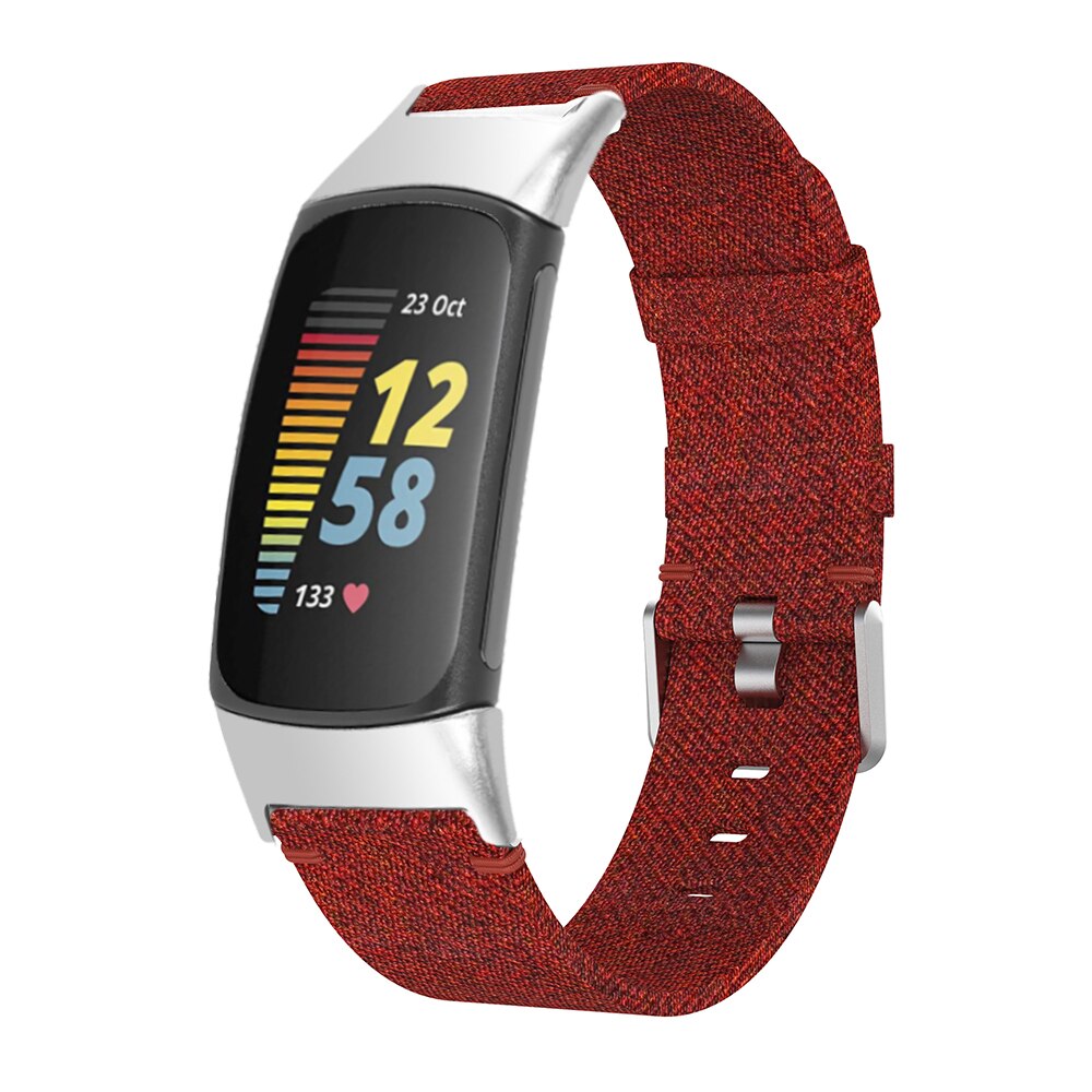 Fitbit Charge 5 Strap | Fitbit Charge 6 Strap | Red Woven Canvas Strap ...