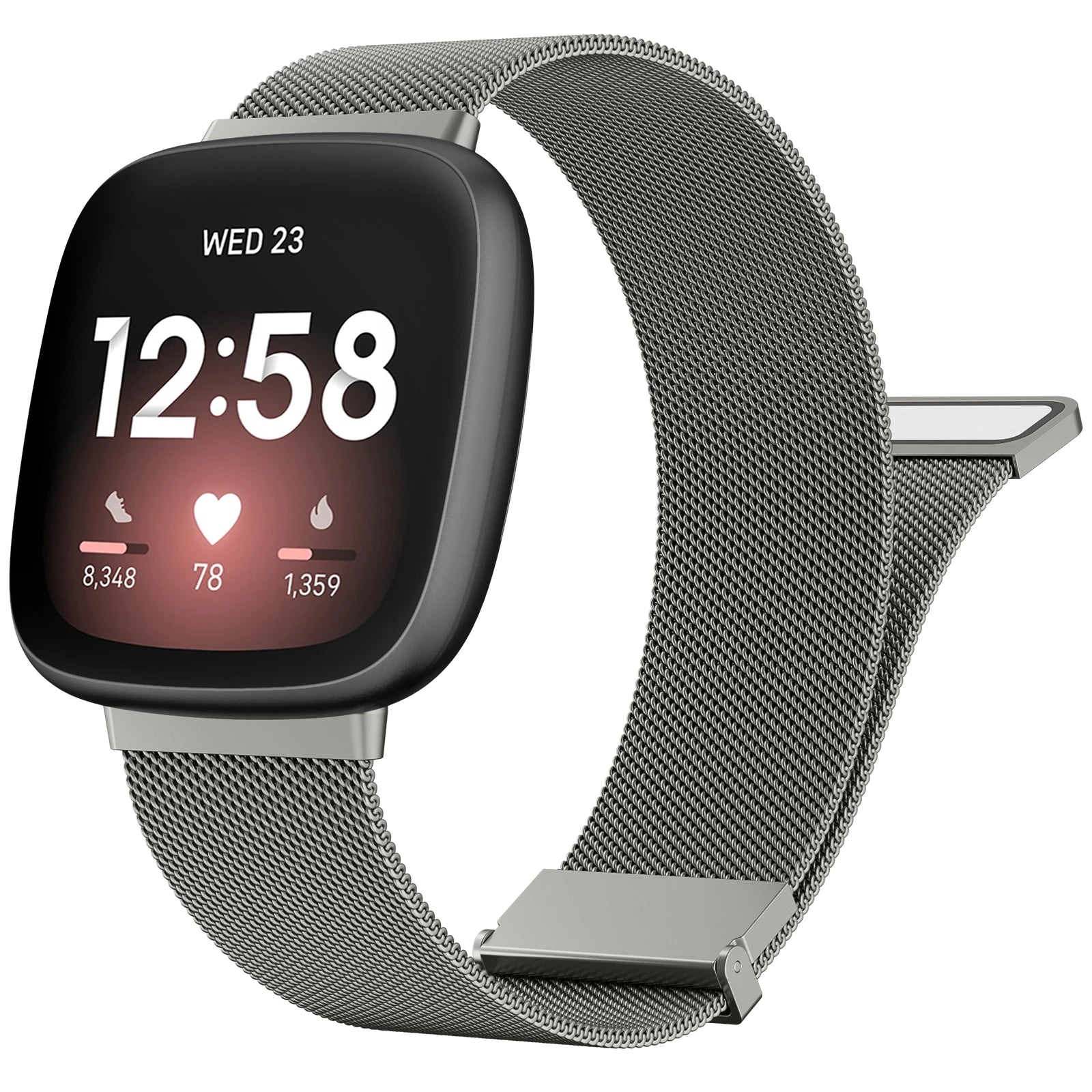 Fitbit Sense 2 Strap | Fitbit Versa 4 Strap | Gun Metal Grey Premium M ...